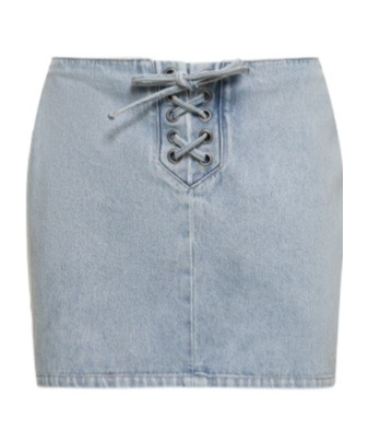 ROTATE BY BIRGER CHRISTENSEN ROTATE Lace-Up Denim Mini Skirt